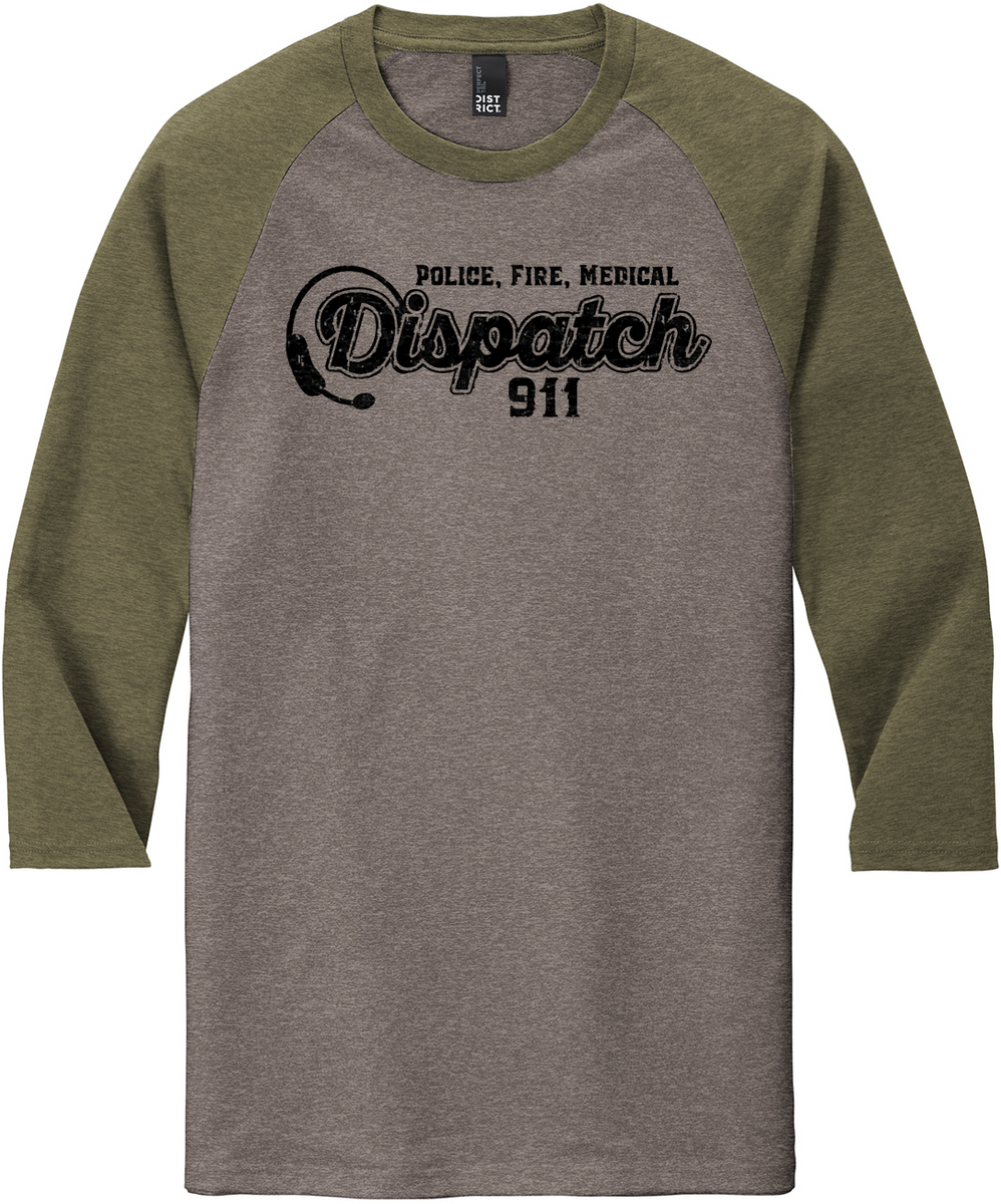911 Dispatch Varsity Style Distressed Graphics 3/4-Sleeve Raglan | Cold ...